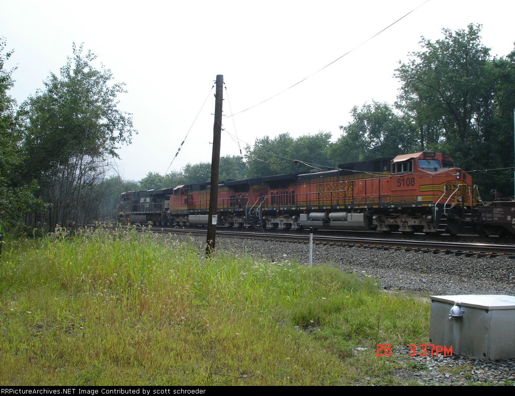 BNSF 5108, BNSF 4771 & NS 7540 head WB